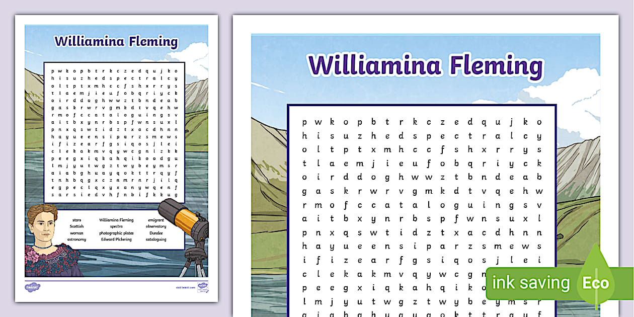 Williamina Fleming Word Search (teacher made) - Twinkl