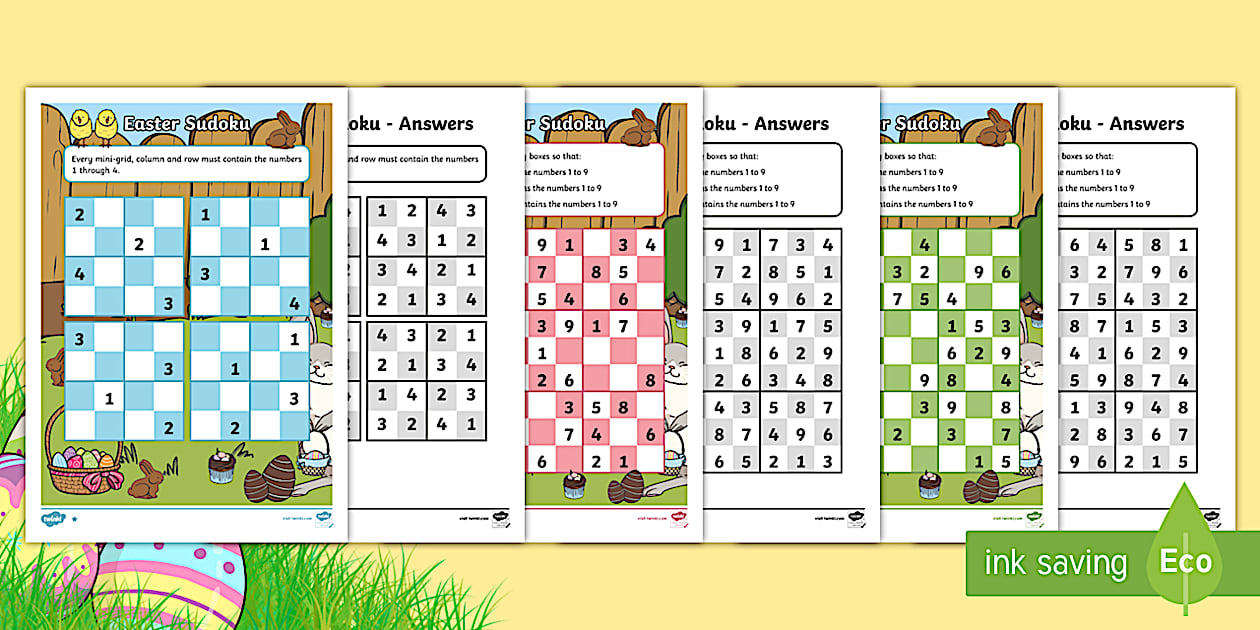 Easter Themed Sudoku Brain Teasers (teacher made) - Twinkl