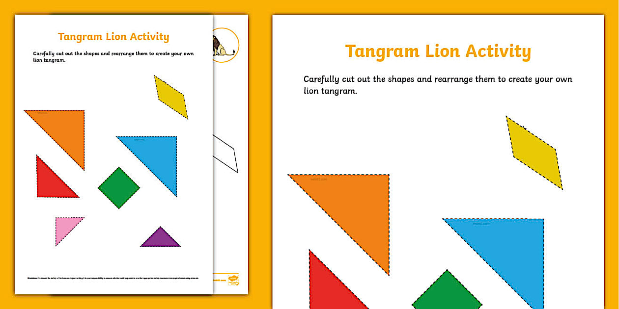 👉 Tangram Lion Activity Puzzle (Teacher-Made) - Twinkl