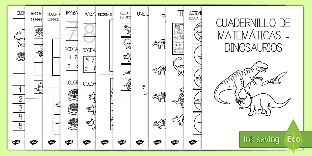 Ejercicios de matemáticas: los dinosaurios | Twinkl