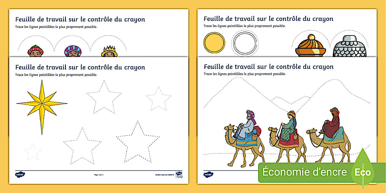 Epiphanie - feuille de travail sur le contrôle du crayon