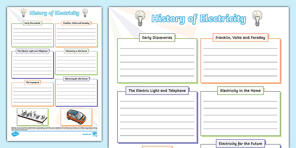 History of Electricity Fact File Template (teacher made)