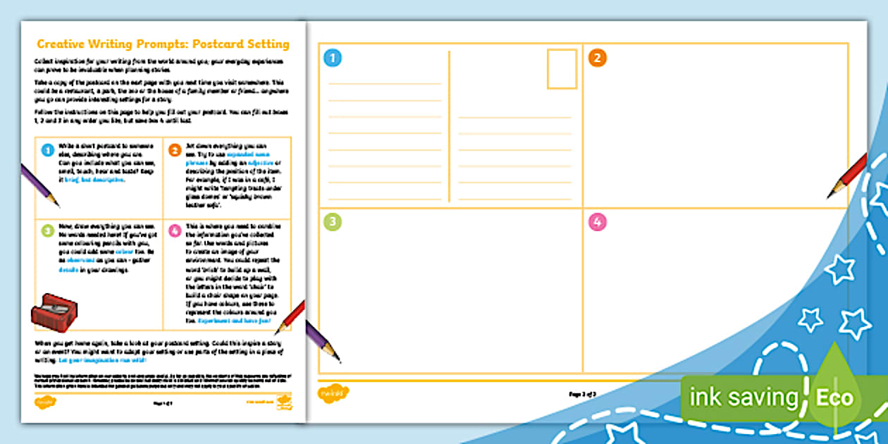 Creative Writing Prompts: Postcard Setting (Lehrer gemacht)