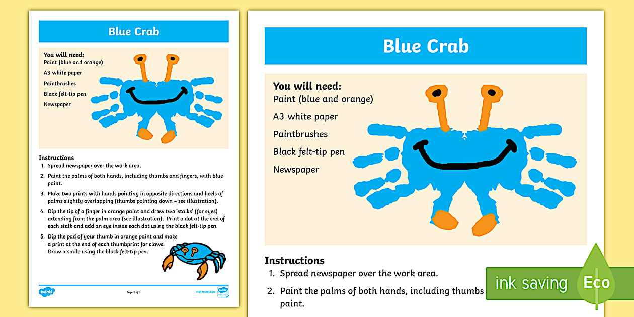 Editable Blue Crab Activity (teacher made) - Twinkl