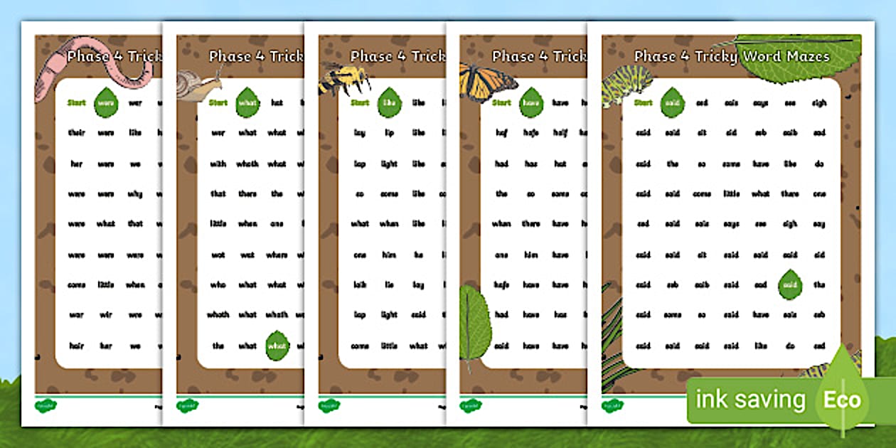 Editable Phase 4 Tricky Word Mazes Worksheet - Twinkl