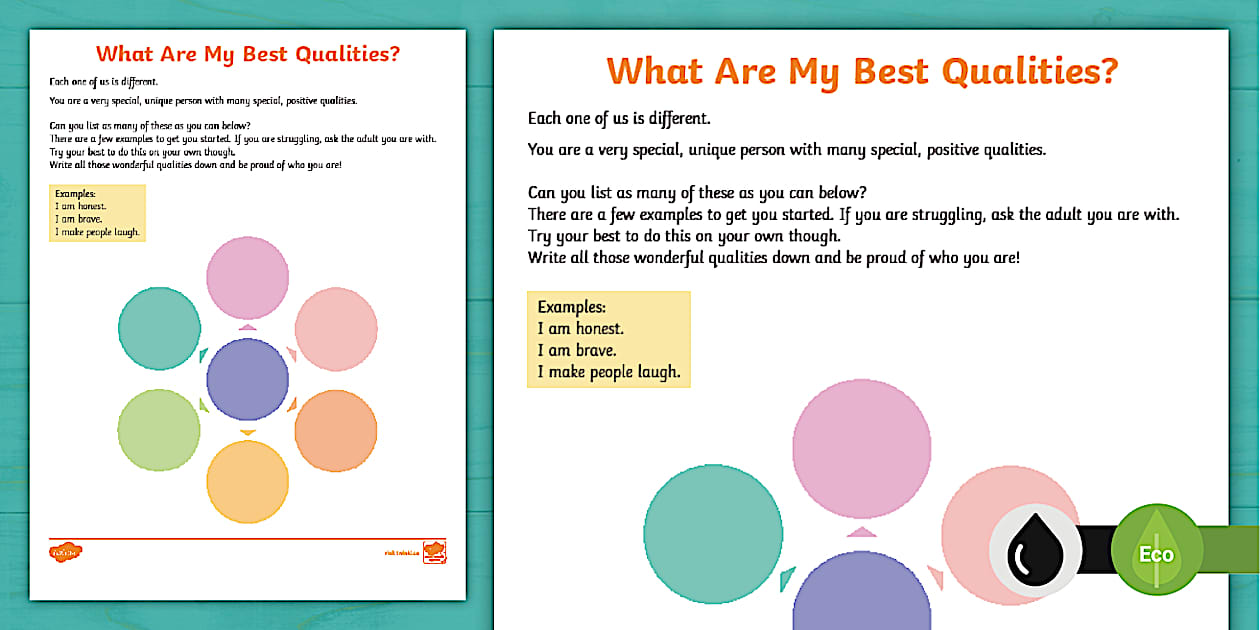 What Are My Best Qualities? Worksheet (Teacher-Made)