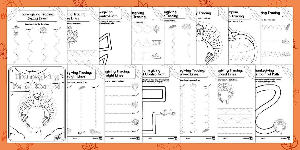 Thanksgiving Pencil Control Activity Booklet (Teacher-Made)