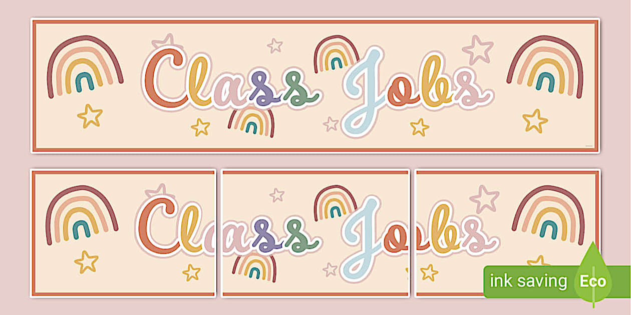 Class Jobs Muted Rainbow Banner (teacher made) - Twinkl