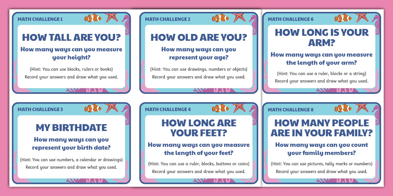 Maths About Me Challenge Cards F-2 (teacher made) - Twinkl