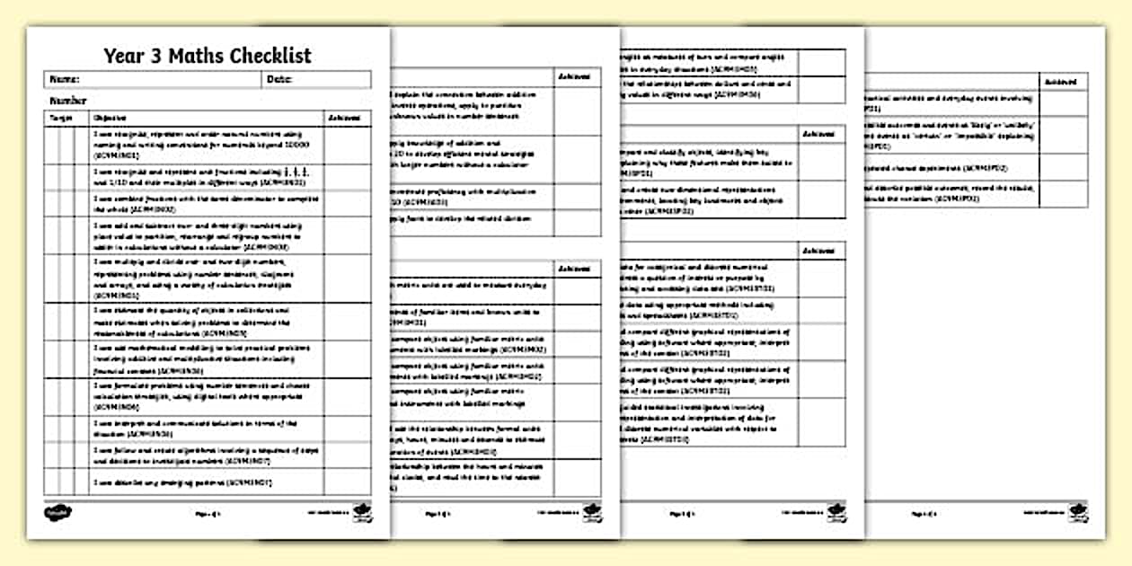 Year 3 Maths Assessment I Can Statements Checklist - Twinkl