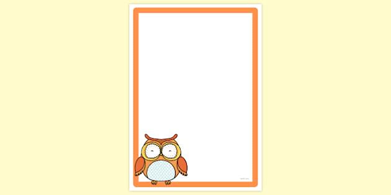 Simple Blank Page with Cute Owl Page Border | Twinkl