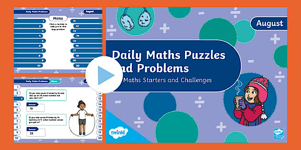 August F-2 Maths Puzzle and Problem Starters - Twinkl