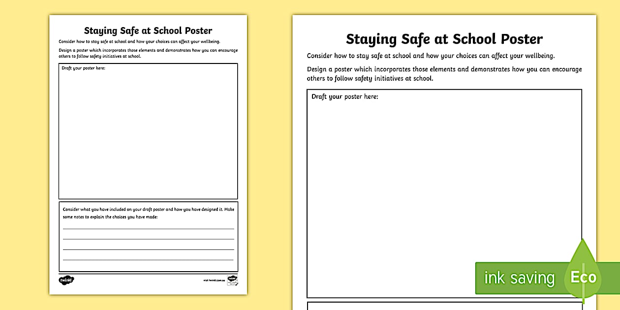 Staying Safe at School Poster Design Activity (teacher made)
