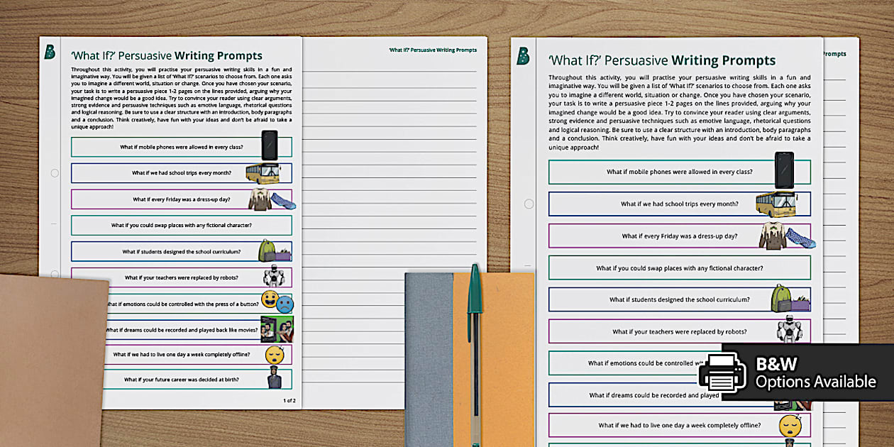 'Persuasive Writing Prompts for Creative Minds' - Twinkl