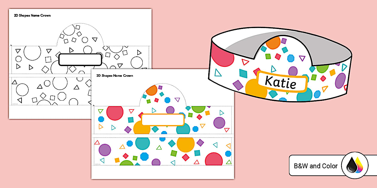 2D Shapes Name Crown (teacher made) - Twinkl