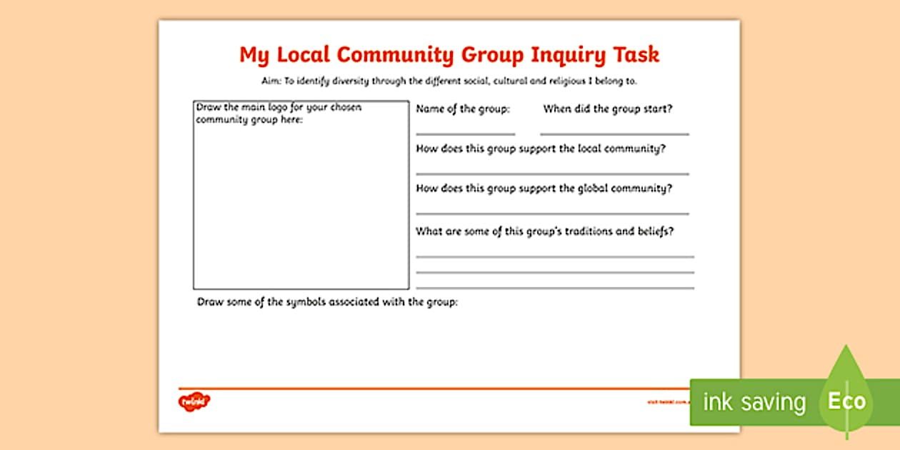 NSW Local Community Group Research Task Worksheet - Twinkl