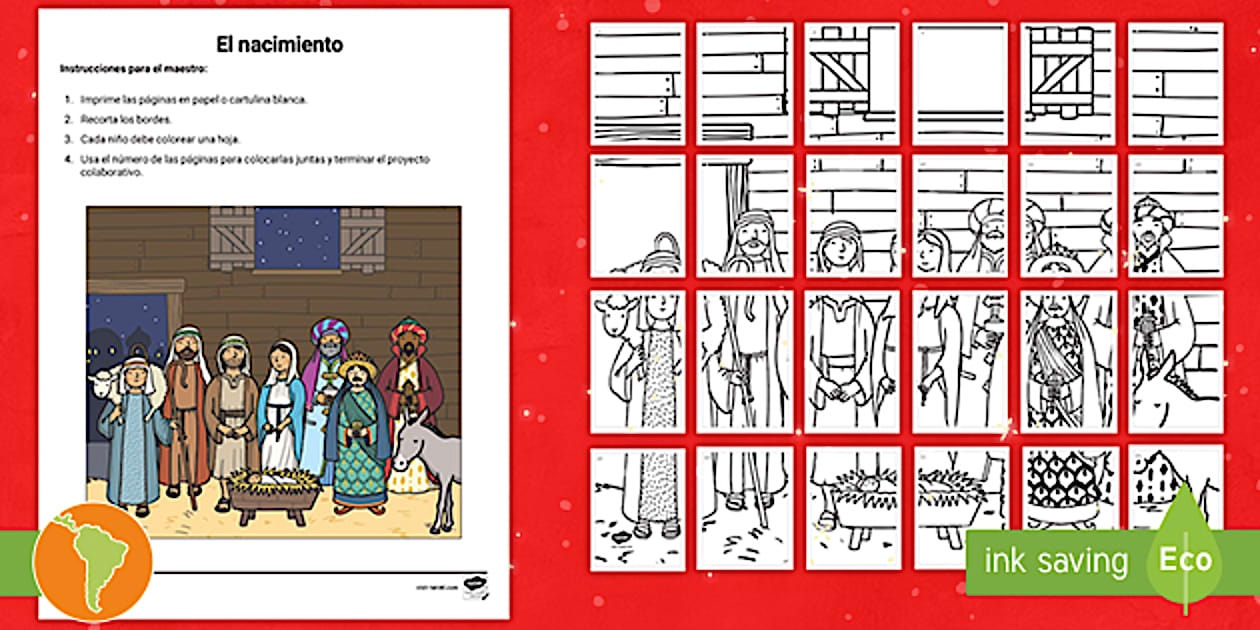 Arte colaborativo: El nacimiento de Jesús- Guía de trabajo