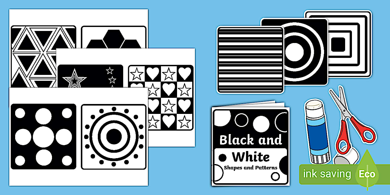 Black and White Fold Out Picture Book: Shapes and Patterns