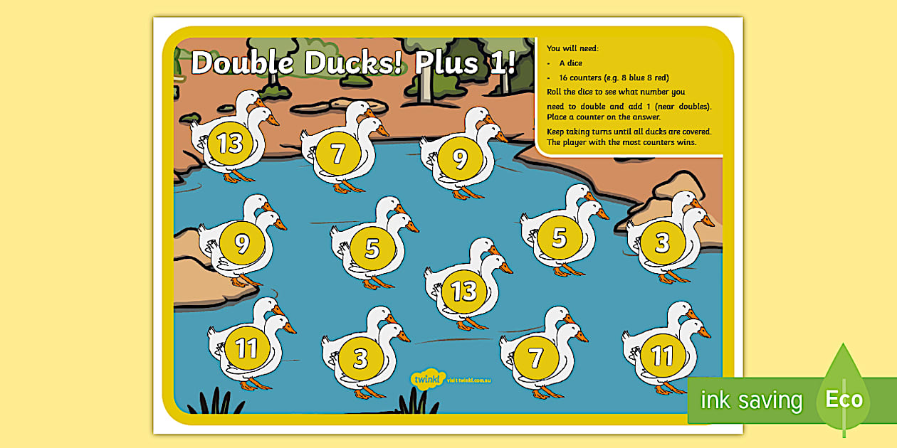 QLD Double Ducks Plus 1 Addition Board Game - Twinkl