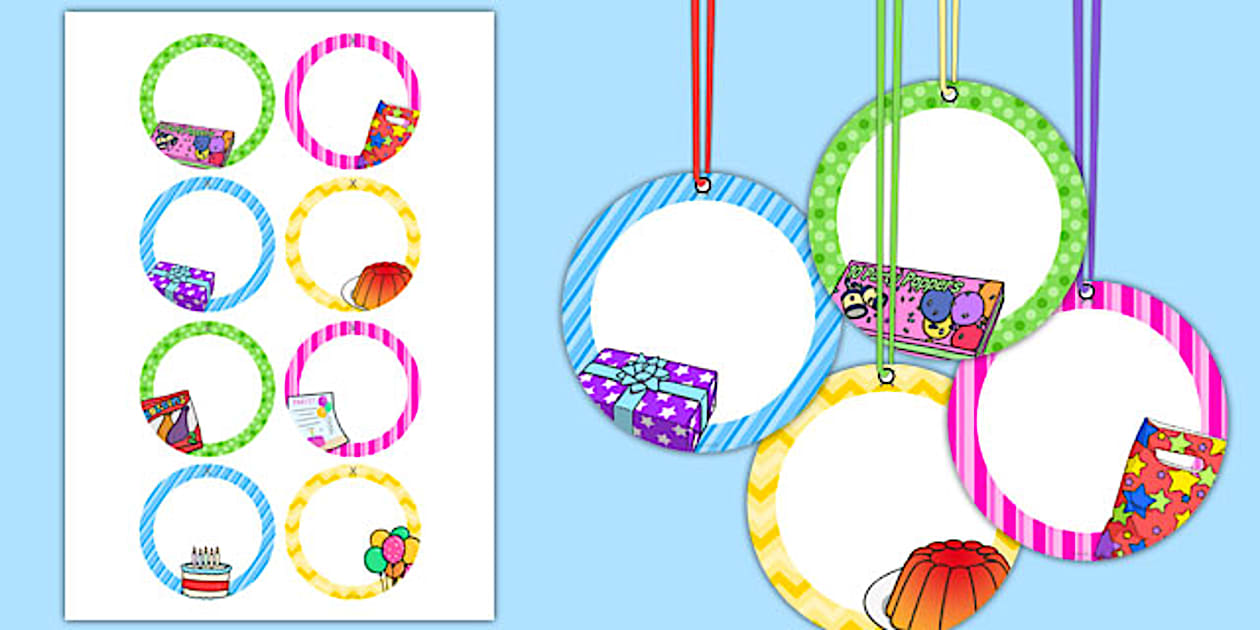 Editable 5th Birthday Party Name Tags (teacher made)