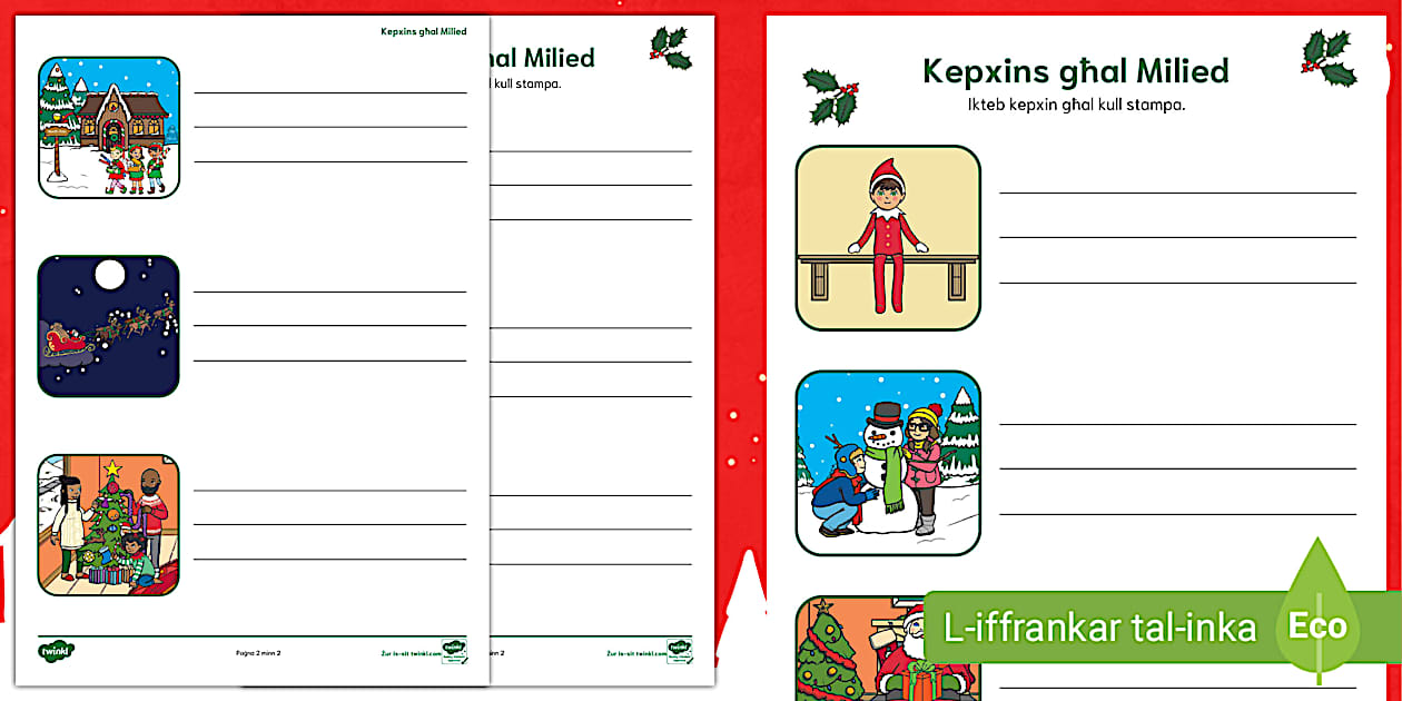 Il-Milied: Kitba ta' Kepxin (Lehrer gemacht) - Twinkl