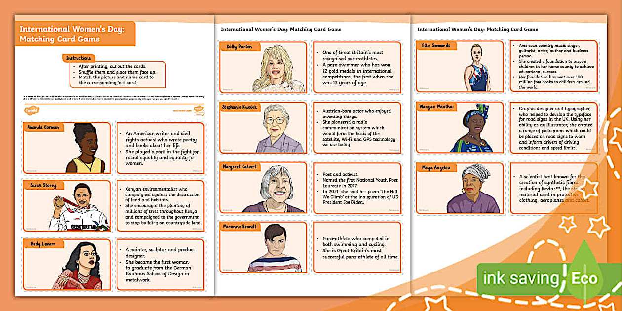 International Women’s Day Matching Card Game | March Events