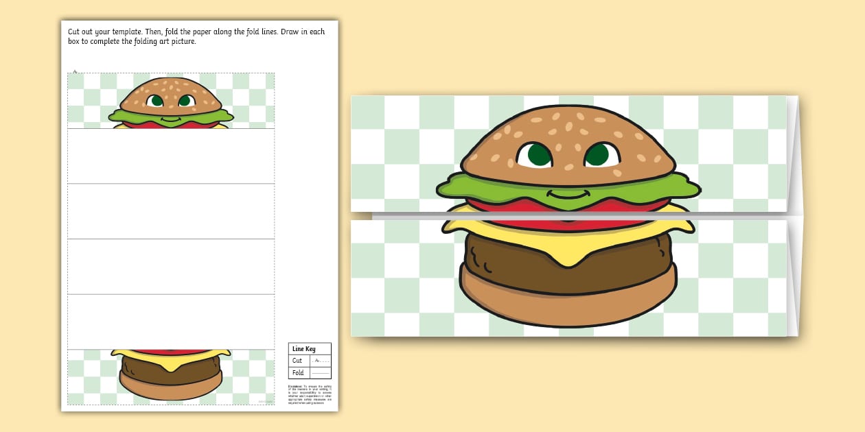 *Hamburger Folding Art Template (Teacher-Made) - Twinkl
