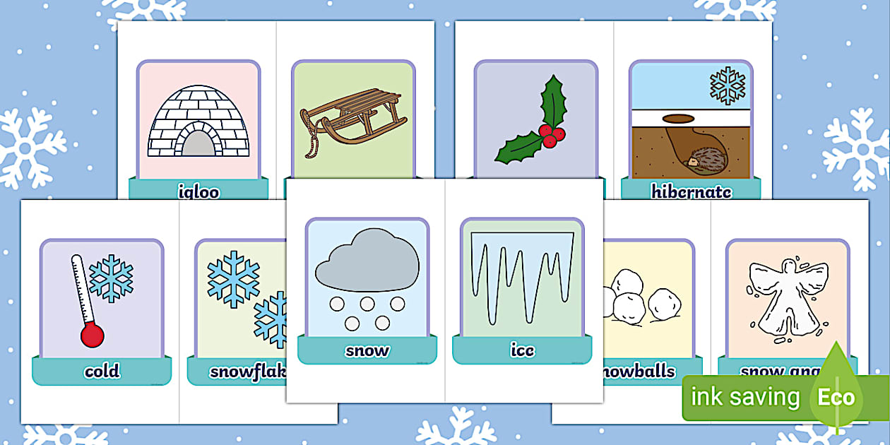 Twinkl Symbols: Winter Vocabulary Display Cut-Outs - Twinkl