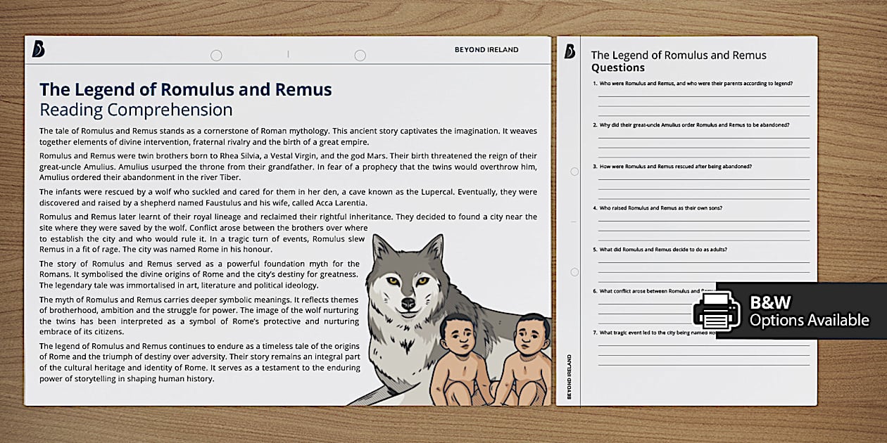 Romulus and Remus Reading Comprehension - Twinkl