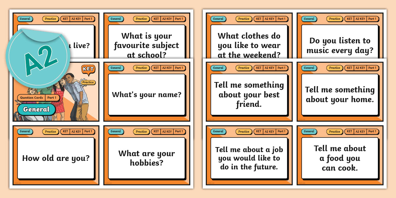 A2 Key (KET) Speaking Practice - Part 1 (General) - Twinkl