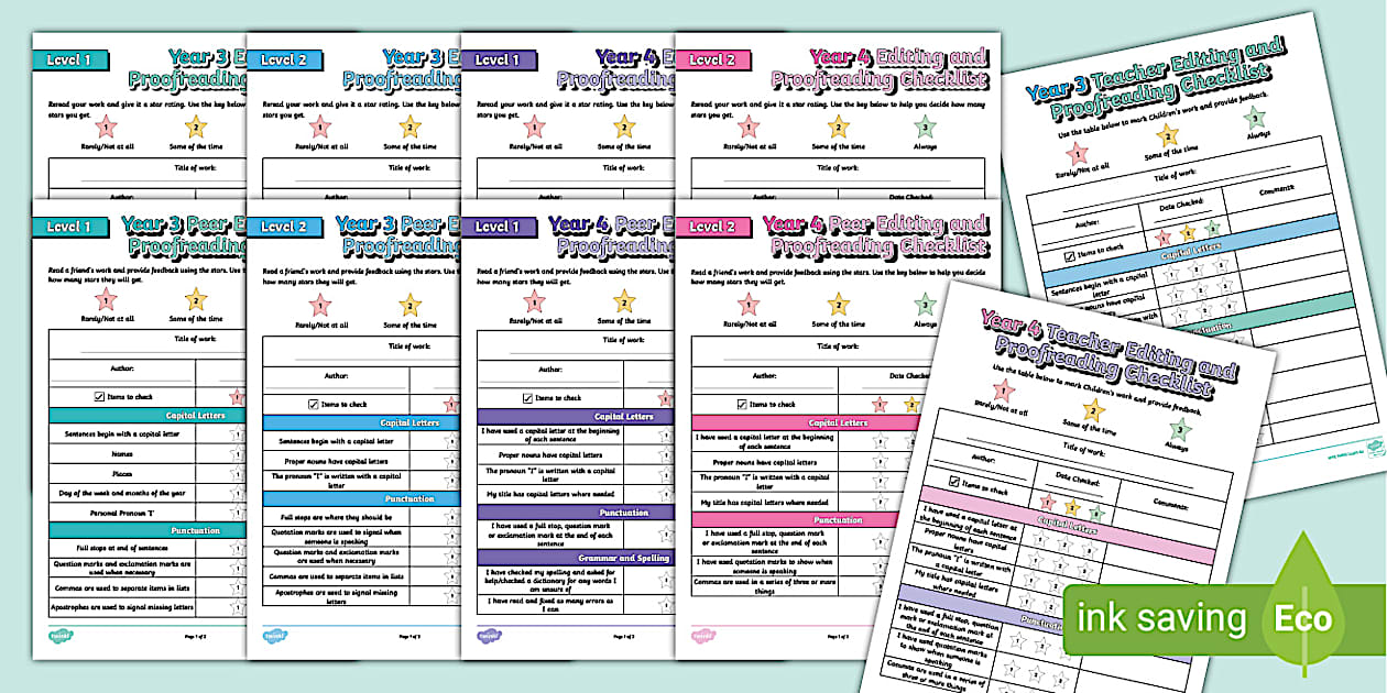 Years 3-4 Editing and Proofreading Checklists (teacher made)