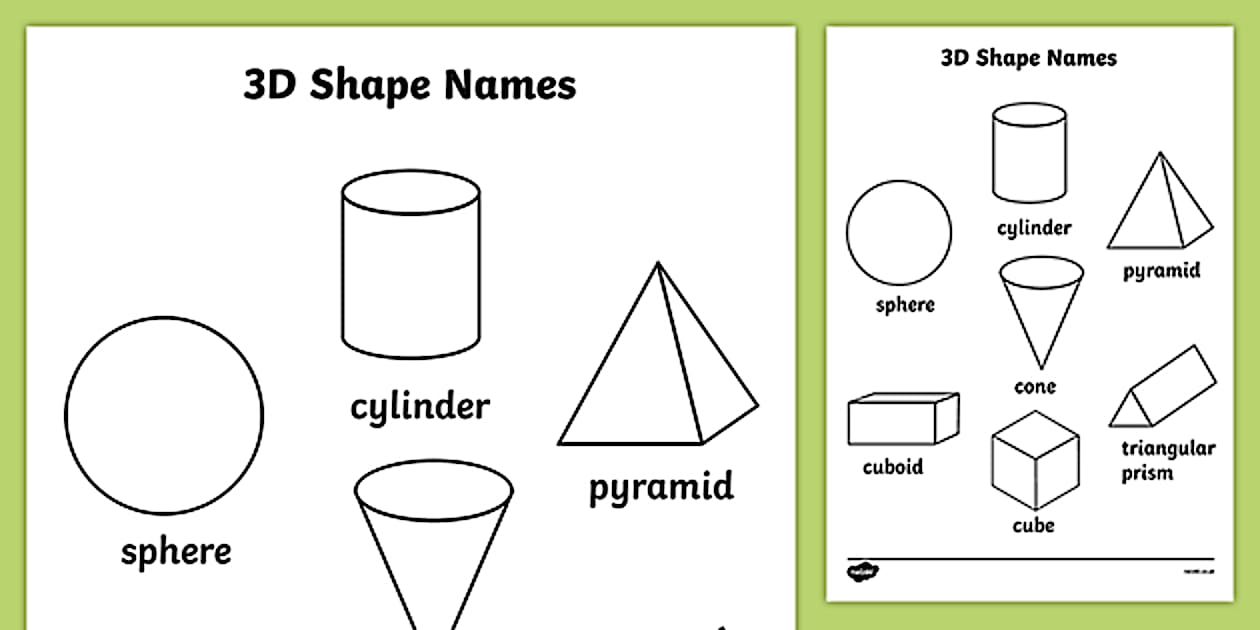 3D Shapes Names Coloring Sheets (Teacher-Made) - Twinkl