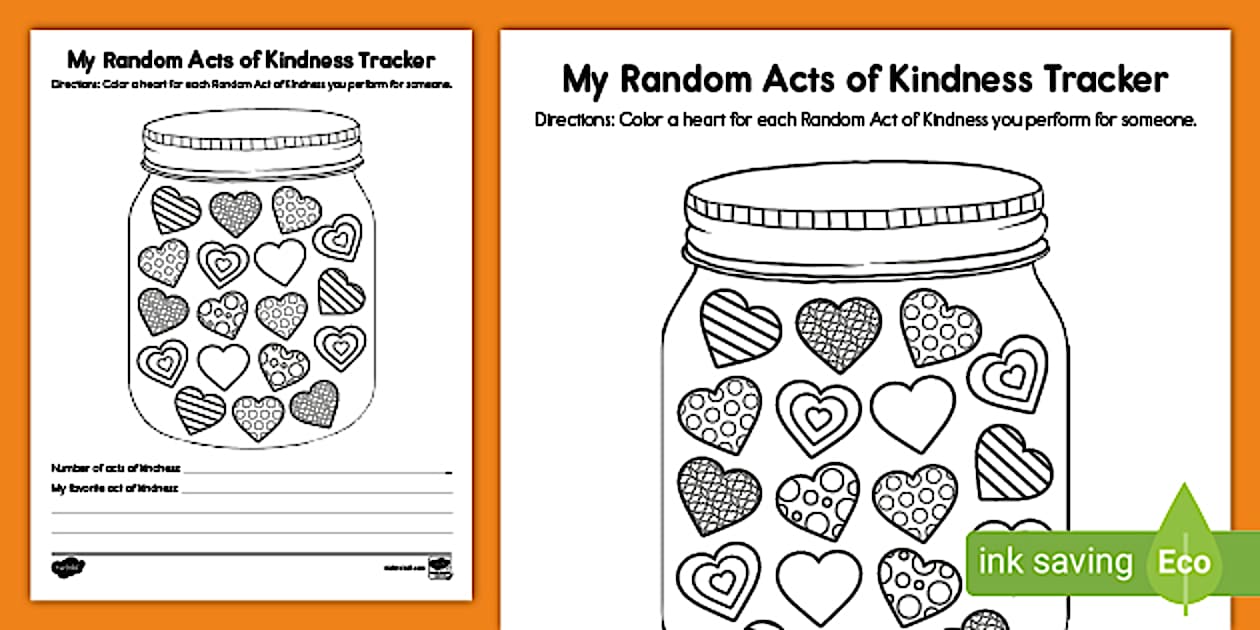 Random Acts of Kindness Tracker Activity Worksheet | RAK Day | Twinkl