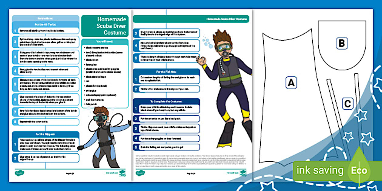 Homemade Scuba Diver Costume Instructions (teacher made)