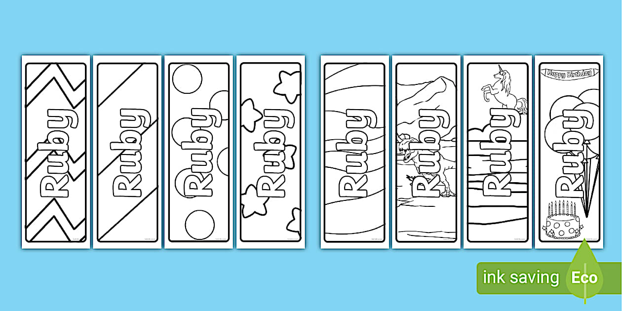 Ruby Name Simple Colouring Bookmarks | Twinkl | KS1 - Twinkl
