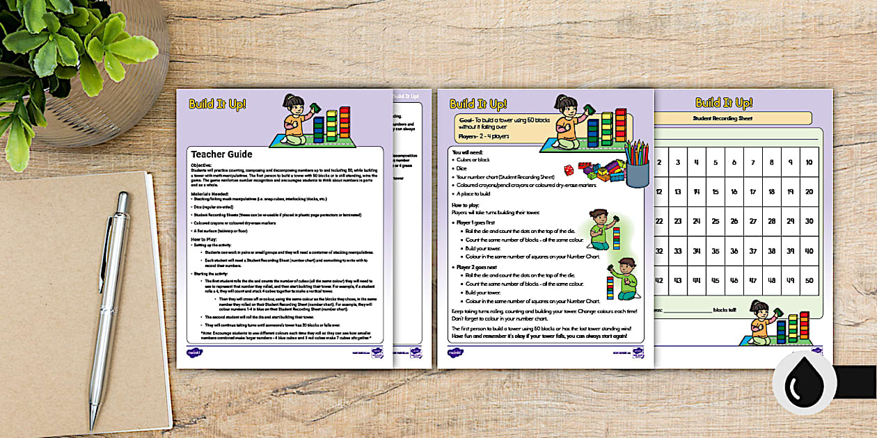 Build It Up! Grade 1-Number Sense Math Centre Activity