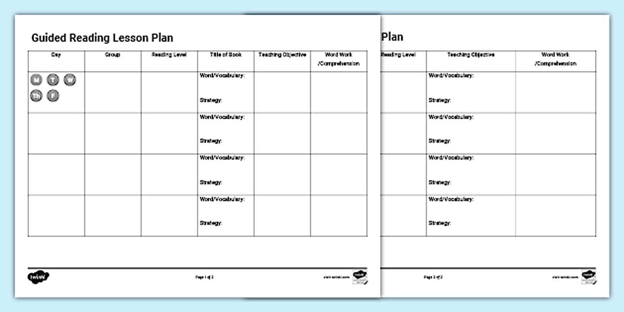 Editable Guided Reading Lesson Plan Template | ELA Resources