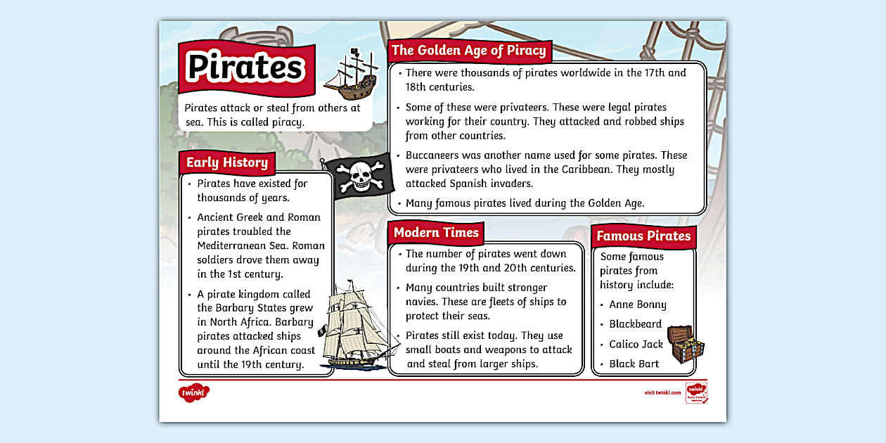 KS1 Pirates Fact File - History - Piracy (teacher made)