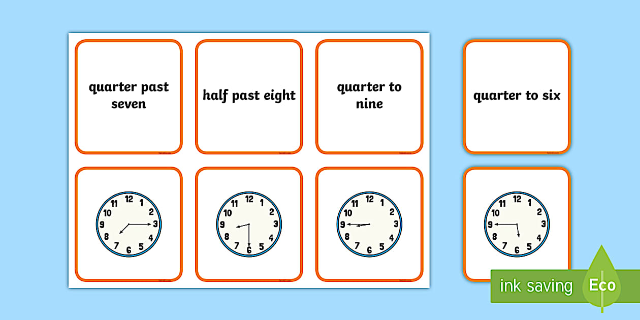 Editable Reading the Time Matching Cards - O'Clock Half Past Quarter To