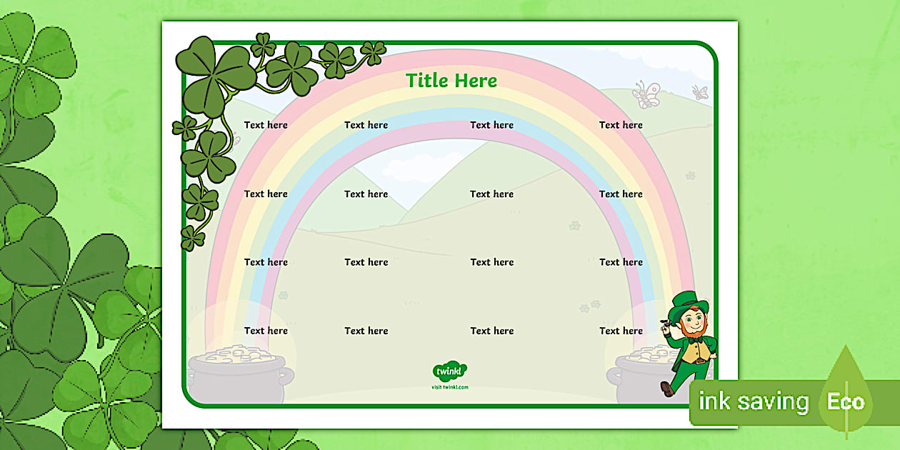 Black and White St Patricks Day Themed Editable Word Mat