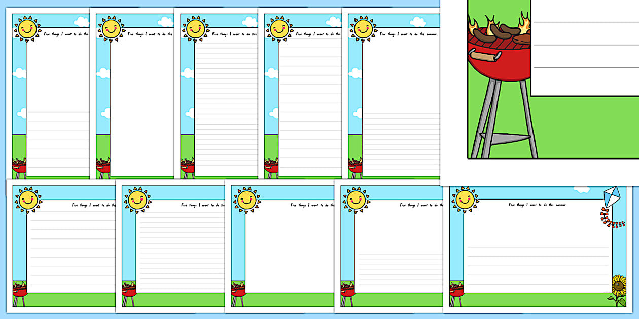 Five Things I Want To do This Summer Writing Frames - Twinkl