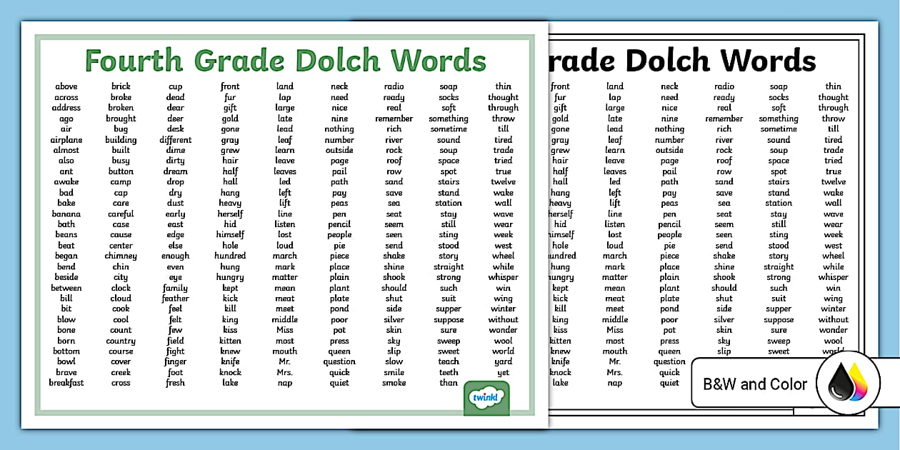 Dolch Sight Words List 4th Grade Word Mat | Twinkl USA
