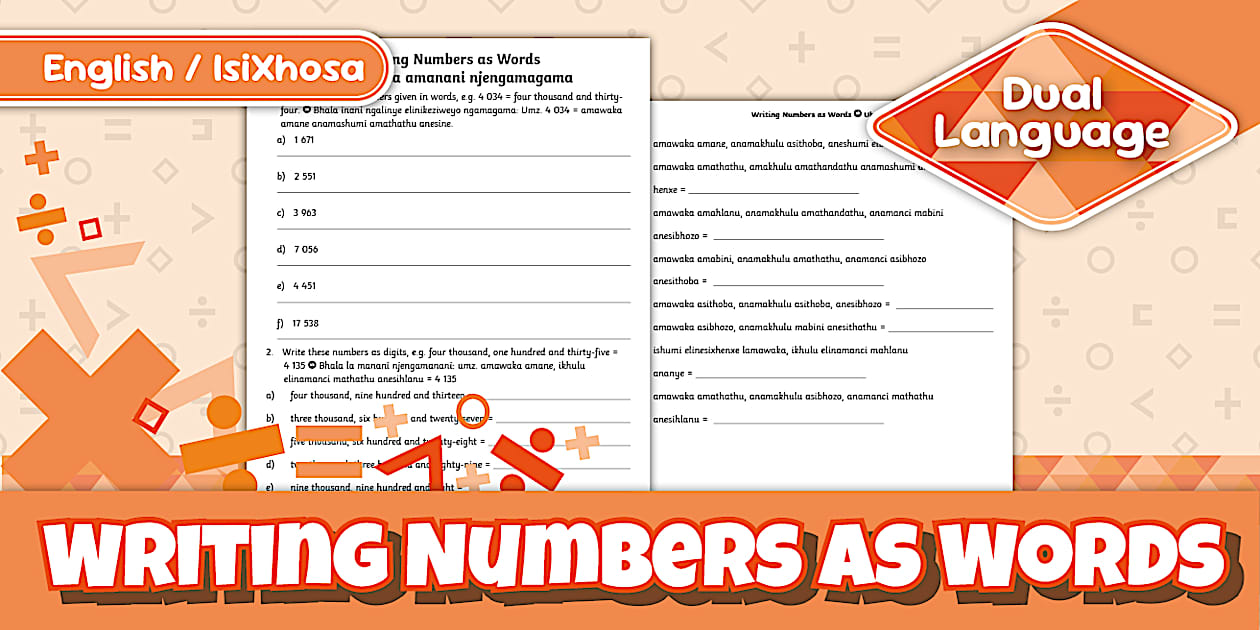 Grade 4 Maths - Term 1 - Writing Numbers as Words Activity Sheets: