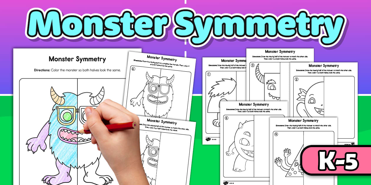 Monster Symmetry Worksheets | Halloween, Art, Math - Twinkl