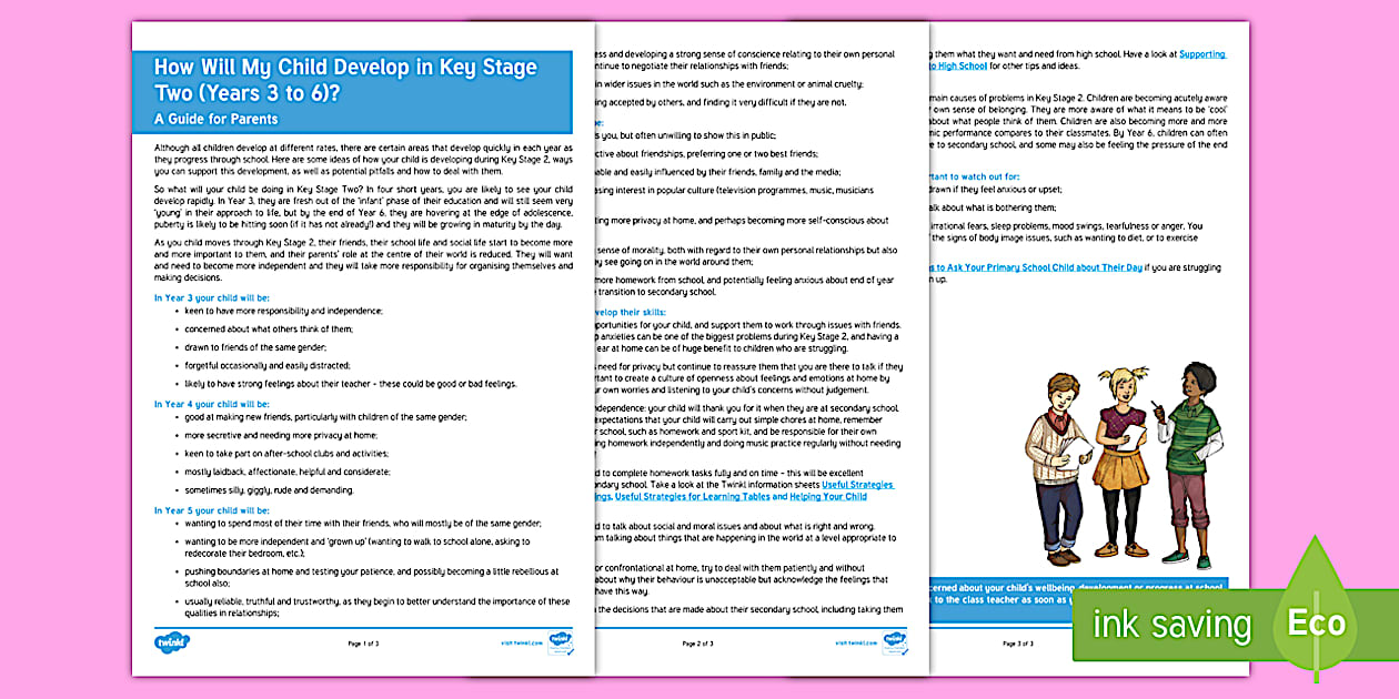 How Your Child Develops in Key Stage Two Parent and Carer Information Sheet