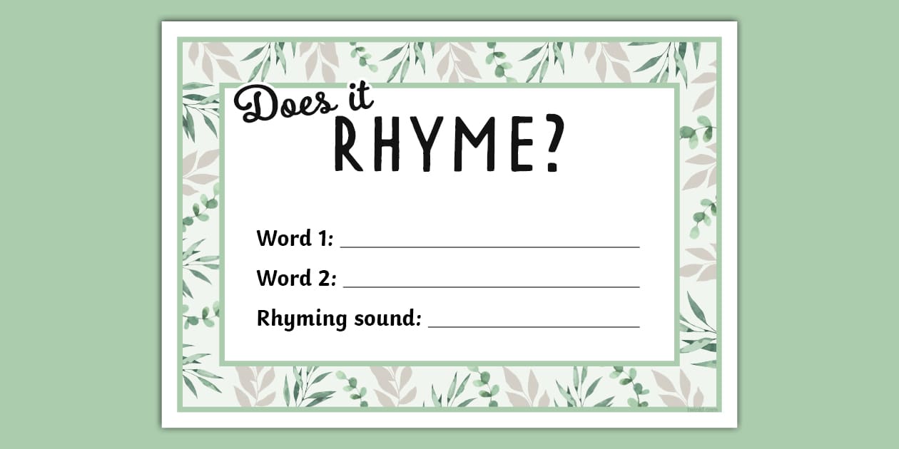 Muted Botanical Themed Does It Rhyme? Display Poster