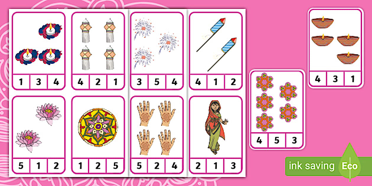 Diwali Counting Peg Matching Game (teacher made) - Twinkl