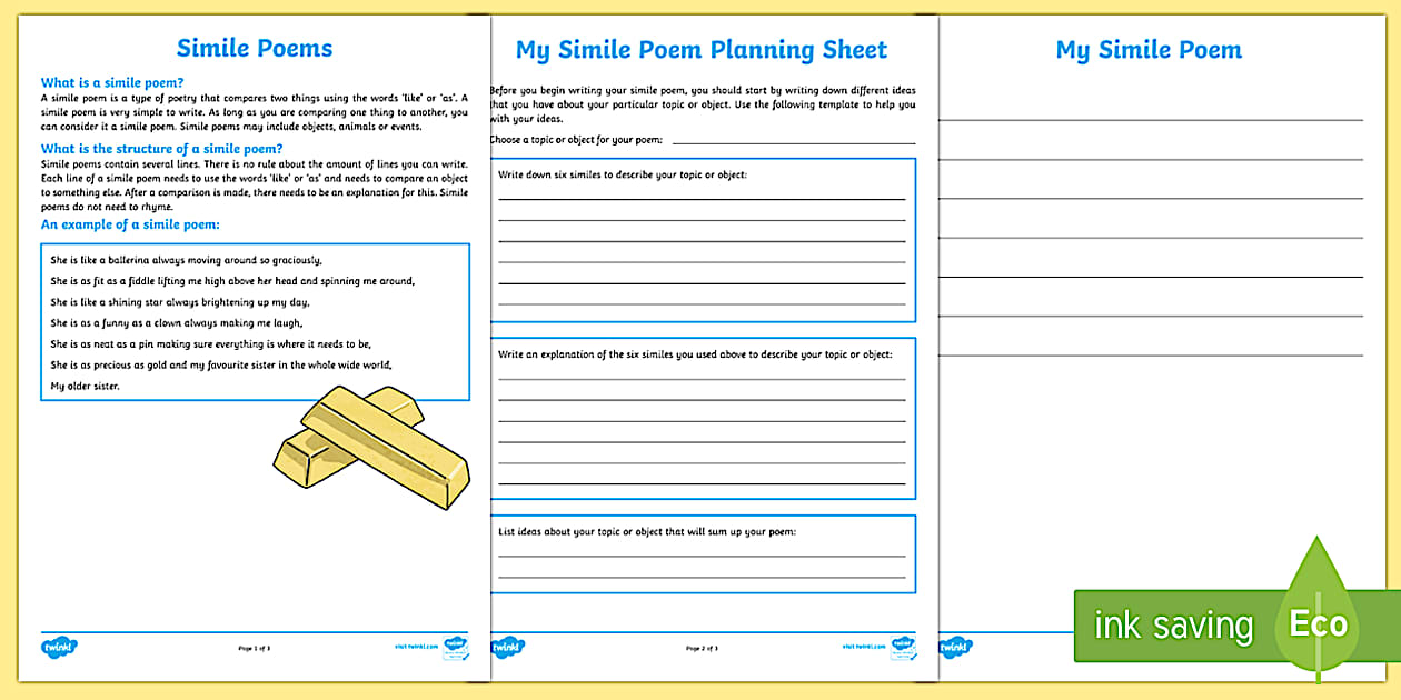 Simile Poems for Kids - Twinkl Primary Resources - Twinkl