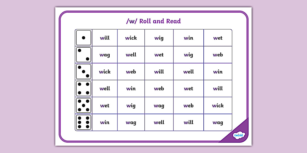 Phase 3 /w/ Phoneme Roll and Read Mat (teacher made)