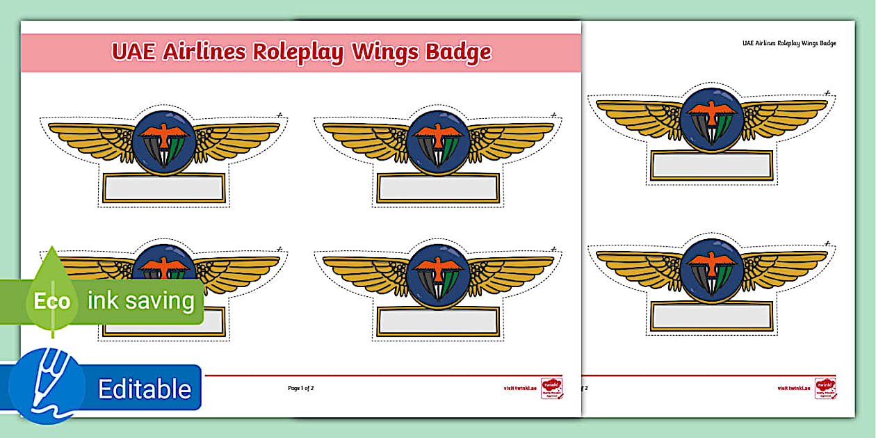 UAE Role Play Wings Badge (Hecho por educadores) - Twinkl